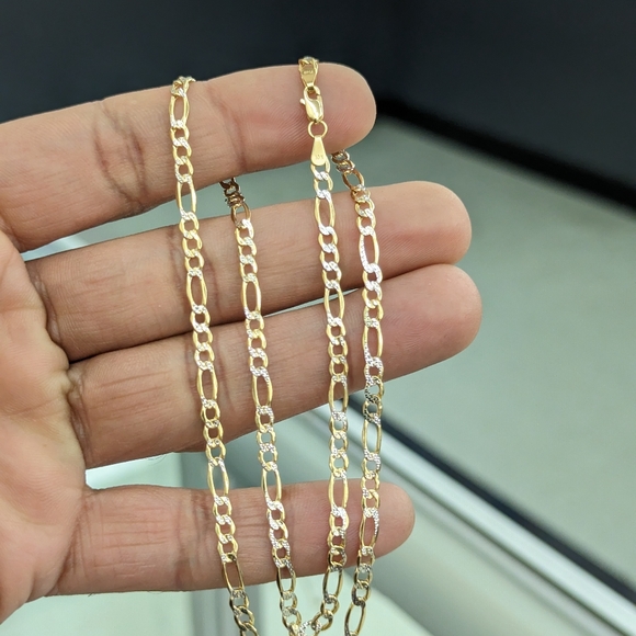 Unbrand | Jewelry | Kt Real Gold Figaro Diamond Cut Chain 35mm 20 Inch ...